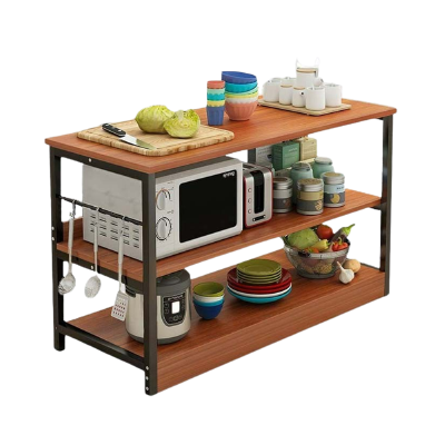 HomeHuk WalnutBlack Microwave Rack Shelves 80cm | OfficeMate