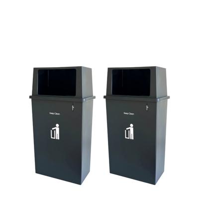 DKW Square Trash Bin Set Without Lid Model HH-309LP-2 Dark Gray 40 ...