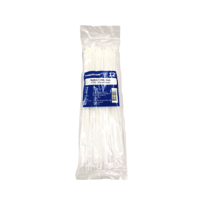 Cable tie 12 inches white (pack of 100) | OfficeMate