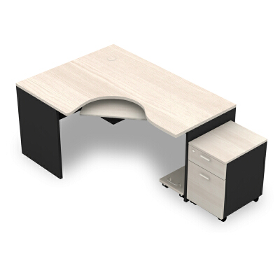 MO-TECH ชุดโต๊ะทำงานผู้บริหารระดับกลาง 2GD1612 R/L สีไวท์วูดสลับเทาเข้ม ...