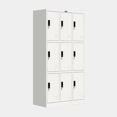 ICONIC ตู้ล็อกเกอร์เหล็ก 9 ช่อง มีแผ่นชั้นภายใน CLK-9 สีขาว | OfficeMate