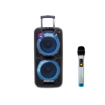 SHERMAN Trolley Speaker Amplifier Wireless Mic APS-210 Black Set | OfficeMate