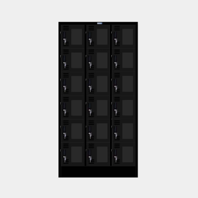 ICONIC 18 doors locker with glass door MLK-18G Black 3 ฟุต | OfficeMate