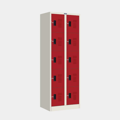 ICONIC 10 doors locker MLK-D55 White-Red | OfficeMate