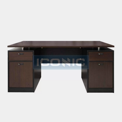 โต๊ะทํางานผู้บริหาร ลิ้นชักล็อครหัส ขนาด 1.6 ม. ไอคอนิค WS-DK02 สีดาร์กโอ๊ค | OfficeMate