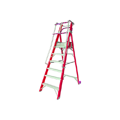 INTERTHAI BY BARCO Fiberglass Platform Ladder 6 Step with wheels ...