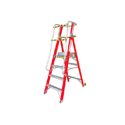 Interthai by Barco Fiberglass Platform Ladder 4 Step with wheels ...