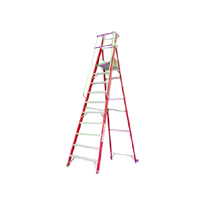 INTERTHAI BY BARCO Fiberglass Platform Ladder 10 Step with wheels ...