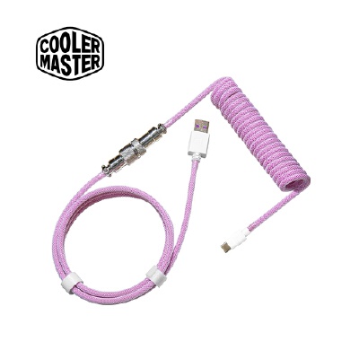 COOLER MASTER USB-A ถึง USB Type-C Coiled Cable Thunderstorm สีชมพู ...