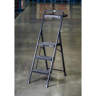 Heavy Duty Steel Stool 3 Step Black | OfficeMate