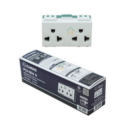 CHANG เต้ารับคู่มีกราวด์ PCH-904N สีขาว 10 ชิ้น/กล่อง | OfficeMate