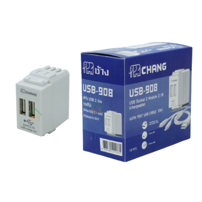 CHANG เต้ารับUSB 2ช่อง USB-908 10 ชิ้น/กล่อง | OfficeMate