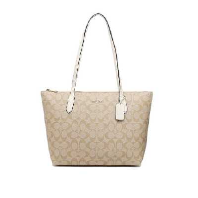 COACH กระเป๋า ZIP TOP TOTE IN SIGNATURE CANVAS รุ่น 4455IMDQC สีครีม ...