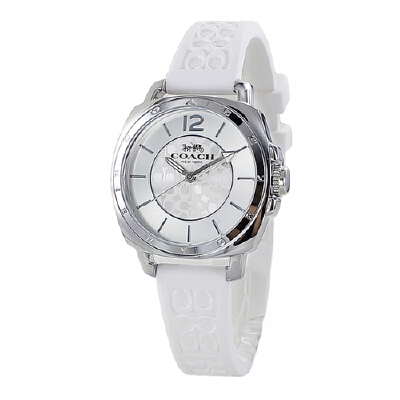 COACH นาฬิกาผู้หญิง รุ่น 14503146 หน้าปัดสีเงิน ขนาด 34 มม. สายซิลิโคน ...
