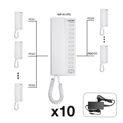 KOCOM INTERCOM อินเตอร์คอม รุ่น KIP - 611PG เชื่อมต่อได้มากสุด 10 จุด โทรระบุจุดได้ เหมาะสำหรับ ...