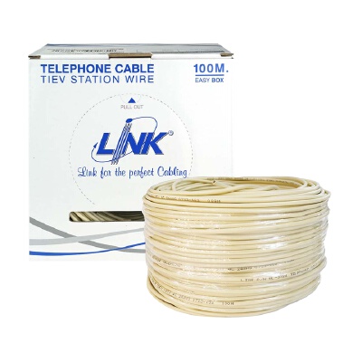 LINK สายโทรศัพท์ 4C x 0.65 รุ่น UL-1034 สีขาว ขนาด 100 เมตร | OfficeMate