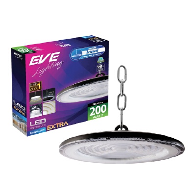 EVE LIGHTING โคมไฟไฮเบย์ LED 200W Daylight รุ่น UFO Extra 200W DL สีดำ ...