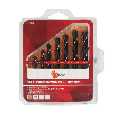 HANDI ชุดดอกสว่านเจาะไม้ ดอกไขควง เดือยไม้ รุ่น H320011 (ชุด 20 ชิ้น) | OfficeMate