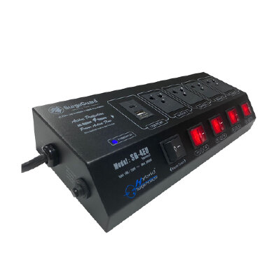SURGE GUARD เครื่องกรองไฟฟ้าลดทอนสัญญาณ รุ่น SB-4EU_V2 สีดำ | OfficeMate