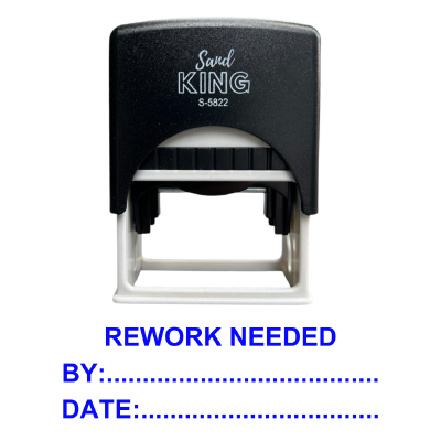 SANDKING ตรายางหมึกในตัว ข้อความ REWORK NEEDED BY:DATE สีน้ำเงิน ขนาด ...